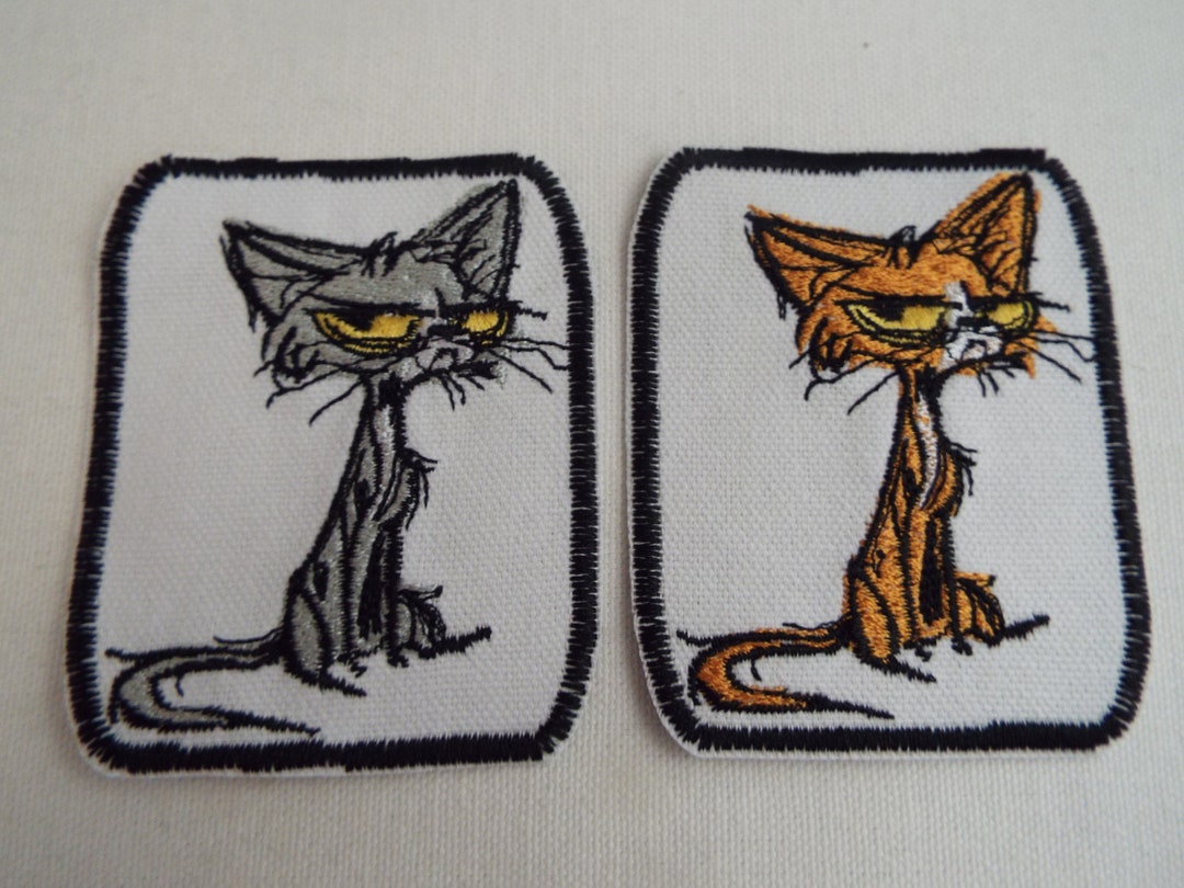 Scruffy Shaggy Grumpy Alley Cat Embroidered Iron on Patch - Etsy