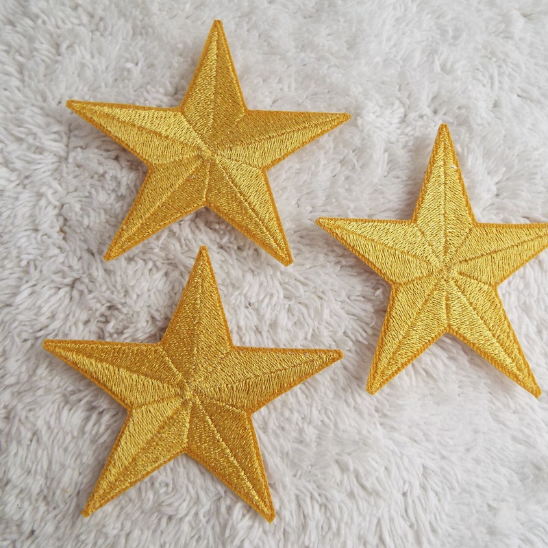 Embroidered Star Patches Gold - Etsy