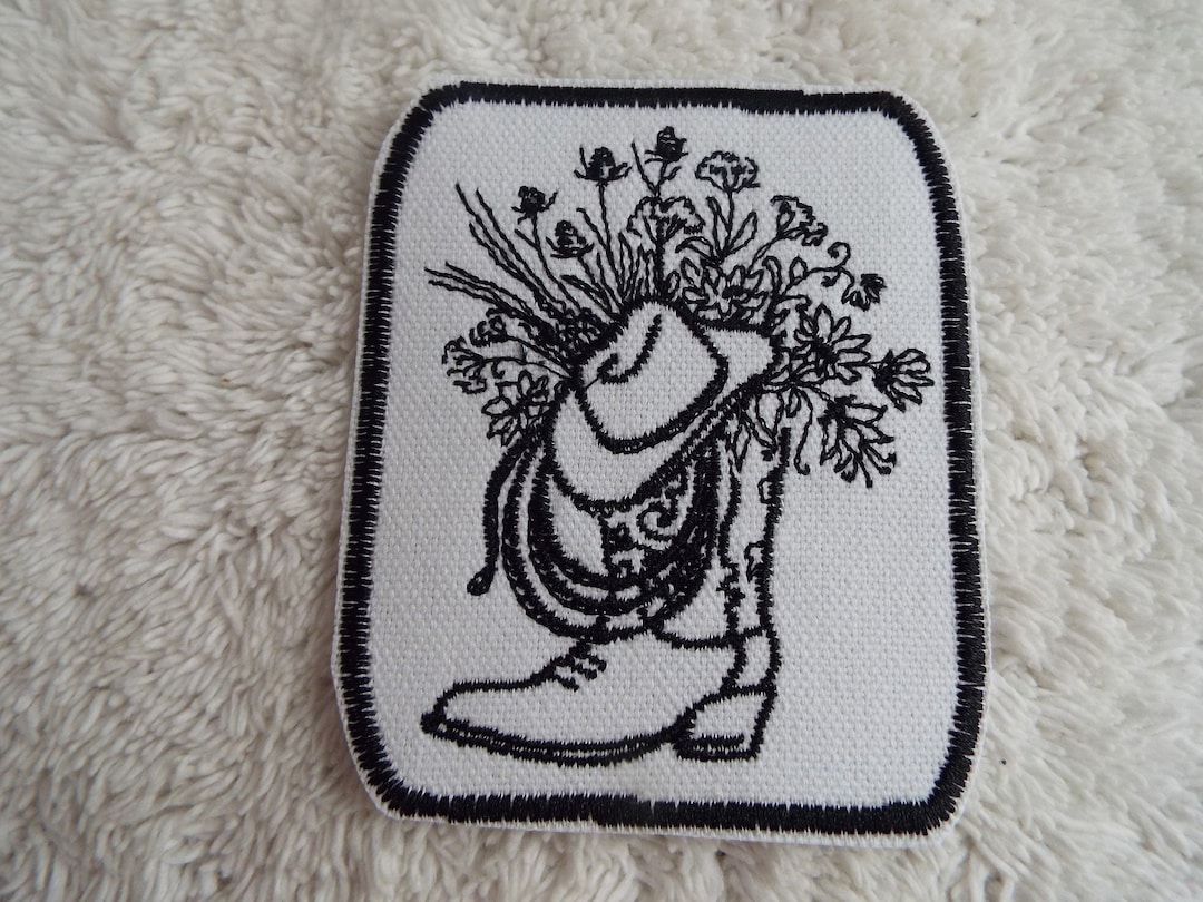 Western Cowboy Boot Hat Rope Flowers Embroidered Iron on Patch - Etsy