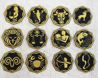 ZODIAC Embroidered Patch, Zodiac Iron on Patch, ASTROLOGY Patch ...