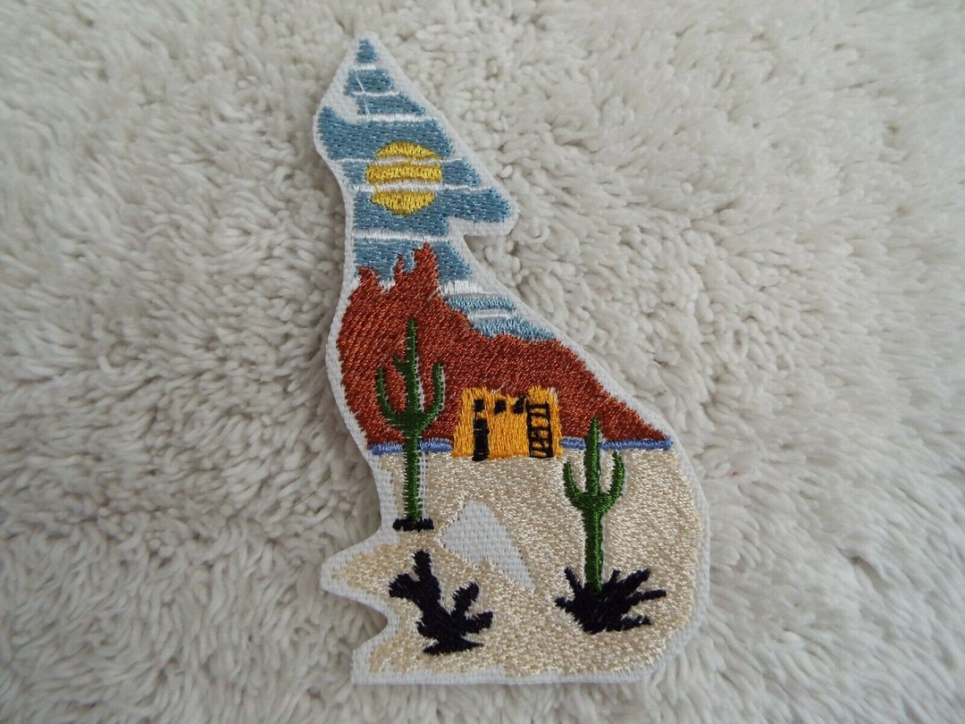 Coyote Southwestern Scene Embroidery Iron-on Patch - Etsy