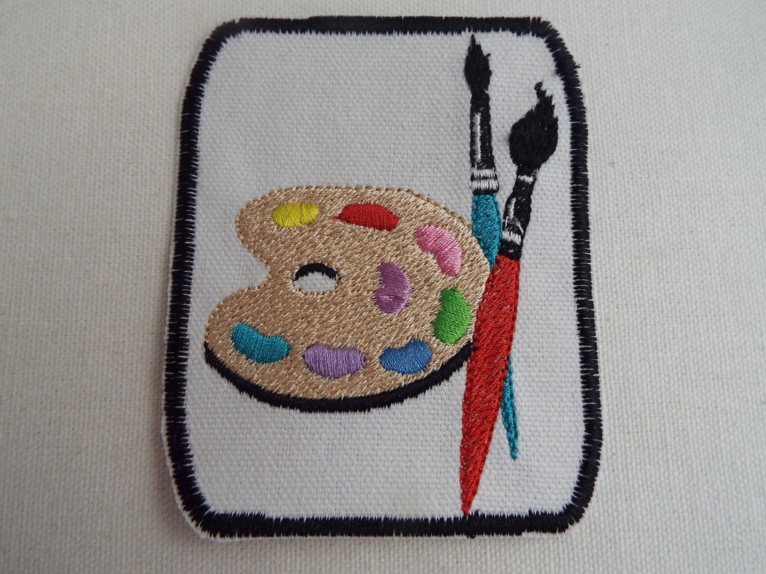 Paint Palette Brushes Embroidered Iron-on Patch - Etsy