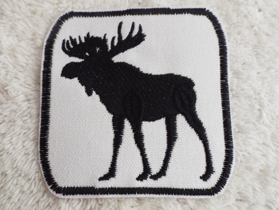 Moose Silhouette Embroidered Iron on Patch - Etsy