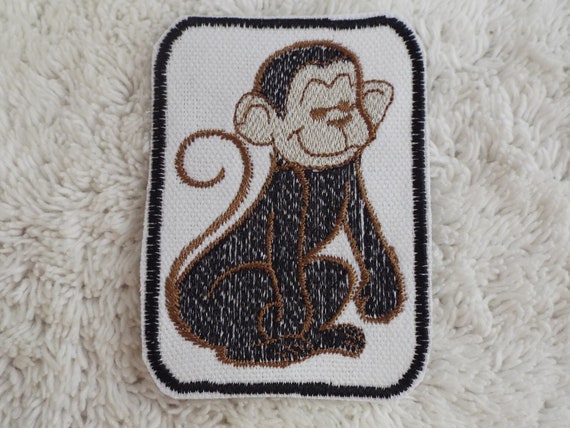 Monkey Embroidered Iron-on Patch | Etsy