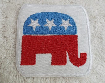 REPUBLICAN ELEPHANT Patch Iron-on Embroidered Applique Political Party ...