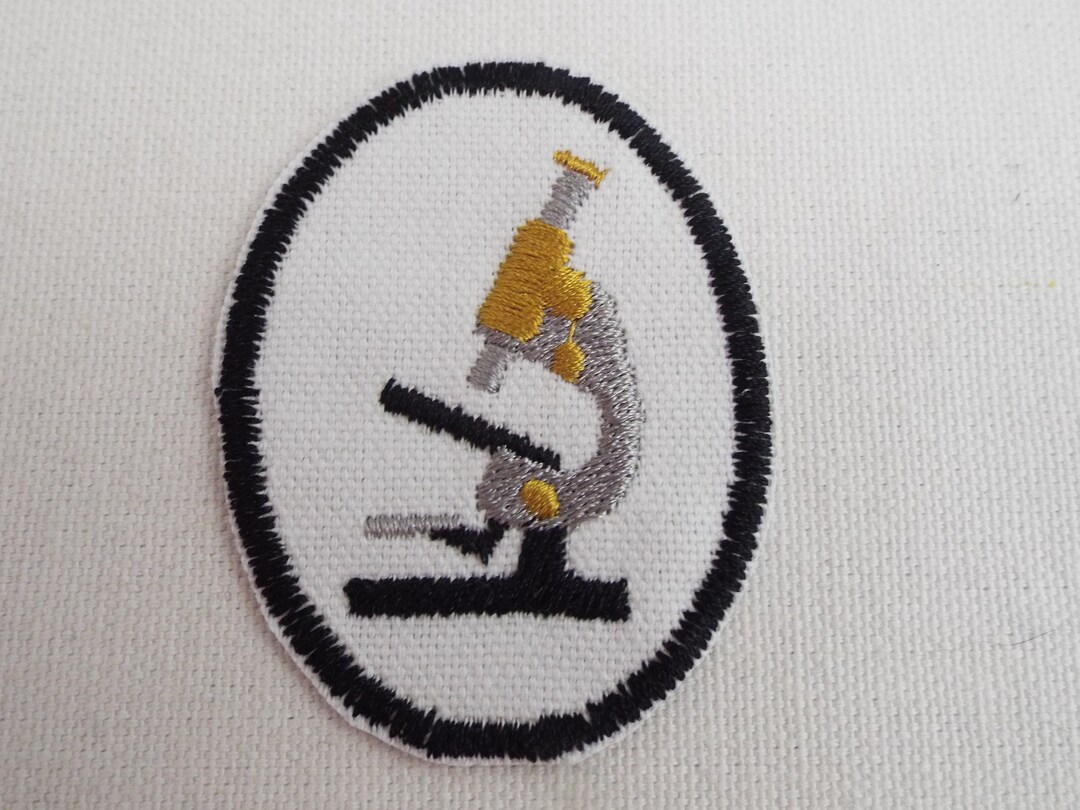 Silver Microscope Embroidery Iron-on Patch - Etsy