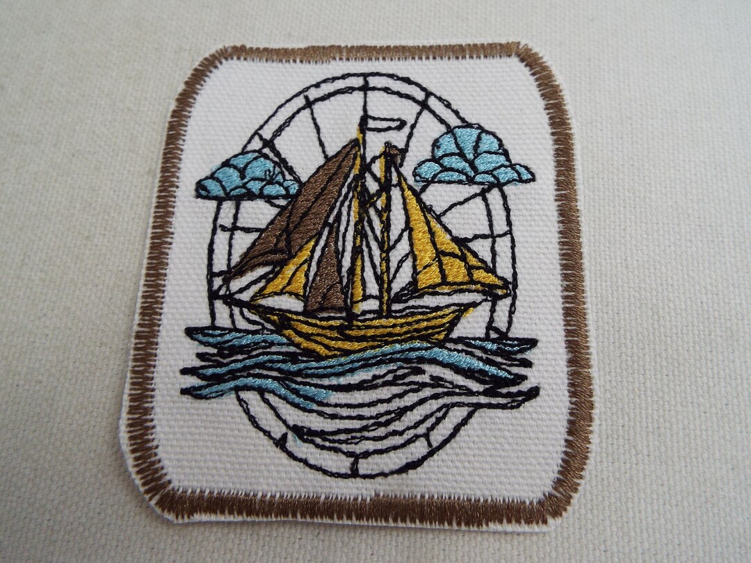 Boat Ship Ocean Scene Embroidery Iron-on Patch - Etsy