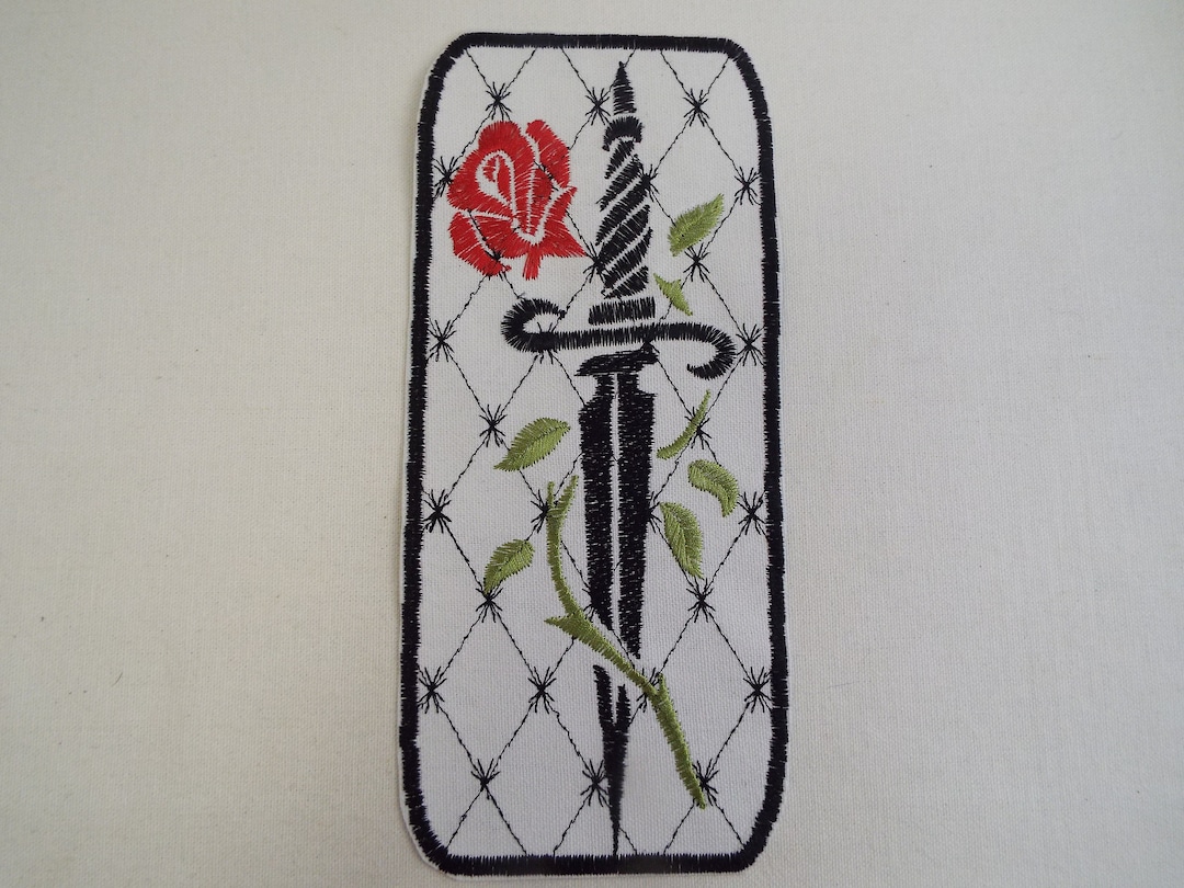 Red Rose Dagger Sword Embroidered Iron on Patch - Etsy