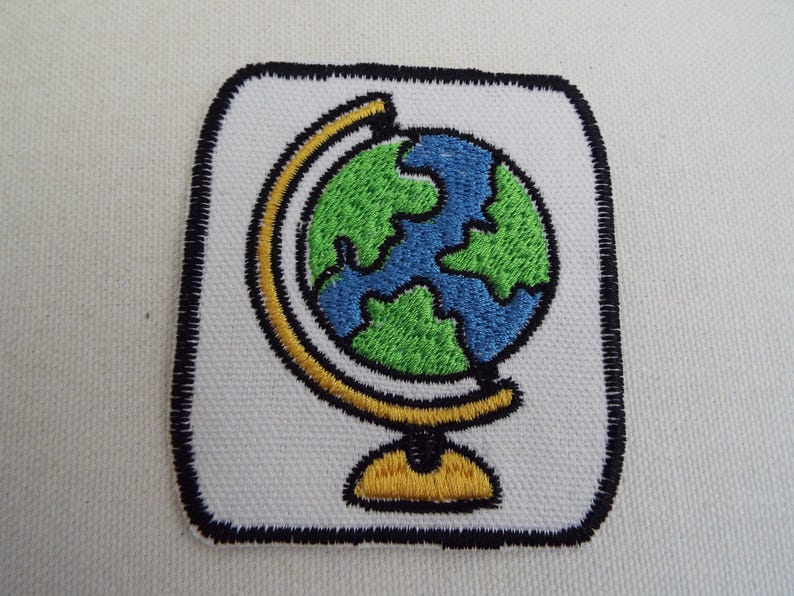 World Globe Embroidered Iron-on Patch - Etsy