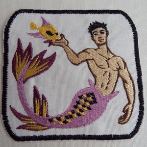 Purple Merman or Mermaid Embroidery Iron-on Patch - Etsy