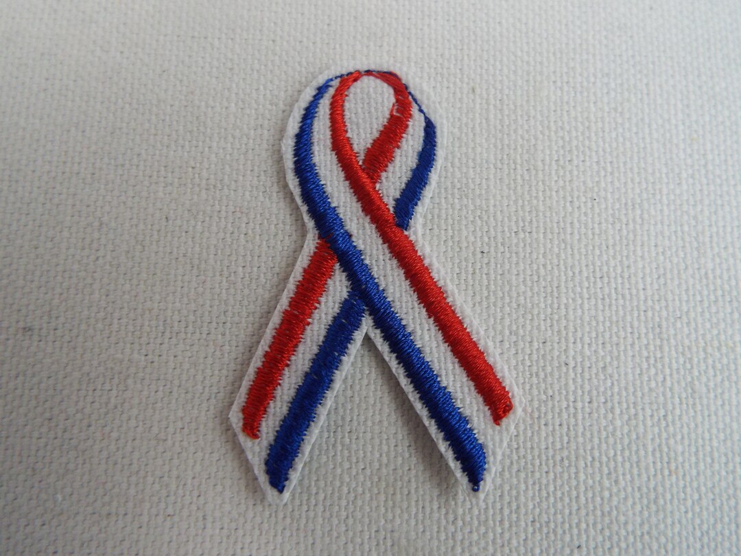 Red White Blue Awareness Patriot Ribbon Embroidered Iron on Patch - Etsy