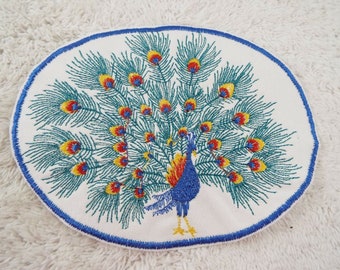 Peacock Scene Embroidered Iron On/sew Patch 6.8 - Etsy