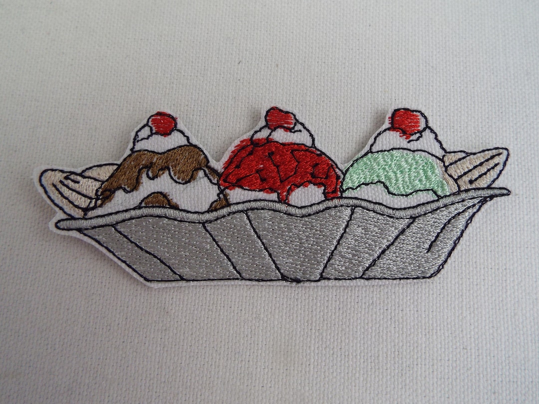 Ice Cream Sundae Banana Split Embroidery Iron-on Patch - Etsy