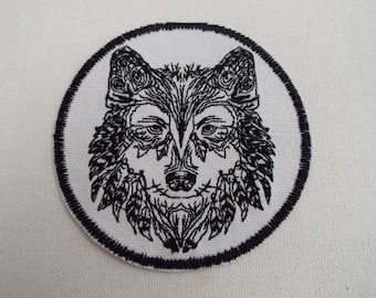Wolf Embroidered Patch Black and Gold Wolf Iron on Patch Embroidery Dog ...