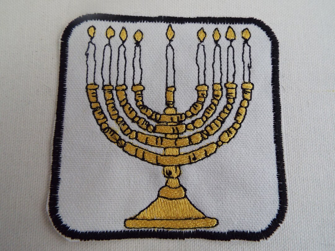 Candelabra Menorah Embroidered Iron-on Patch - Etsy