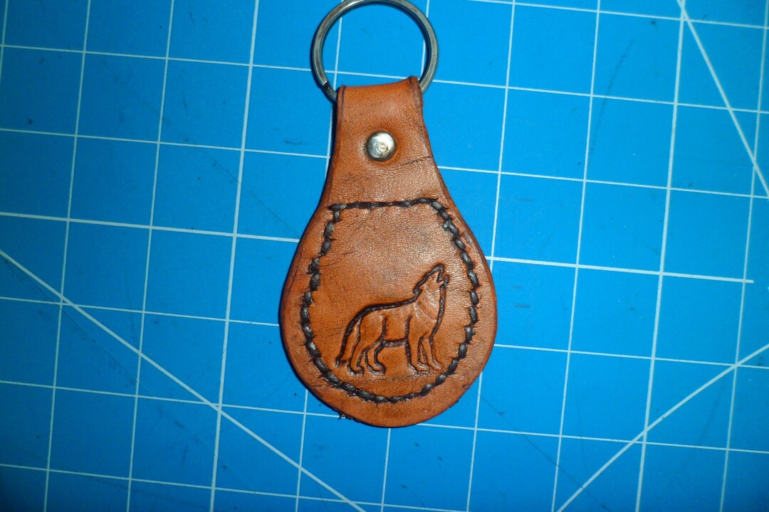 Leather Wolf Key Ring - Etsy