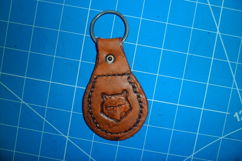 Leather Wolf Key Ring - Etsy