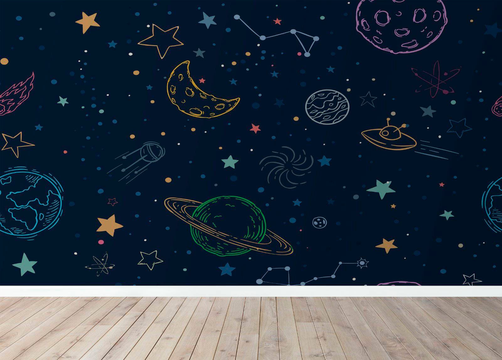 Space Wallpaper Planets Wallpaper for Kids Nursery Space - Etsy UK