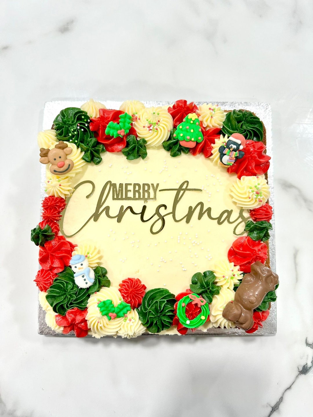 Merry Christmas Sheet/flat Cake Topper, Cake Decorations, Christmas ...
