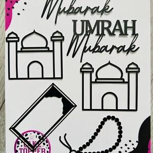 Umrah Mubarak Cupcake Topper Set, Cake Topper, Mosque, Tasbih, Prayer ...
