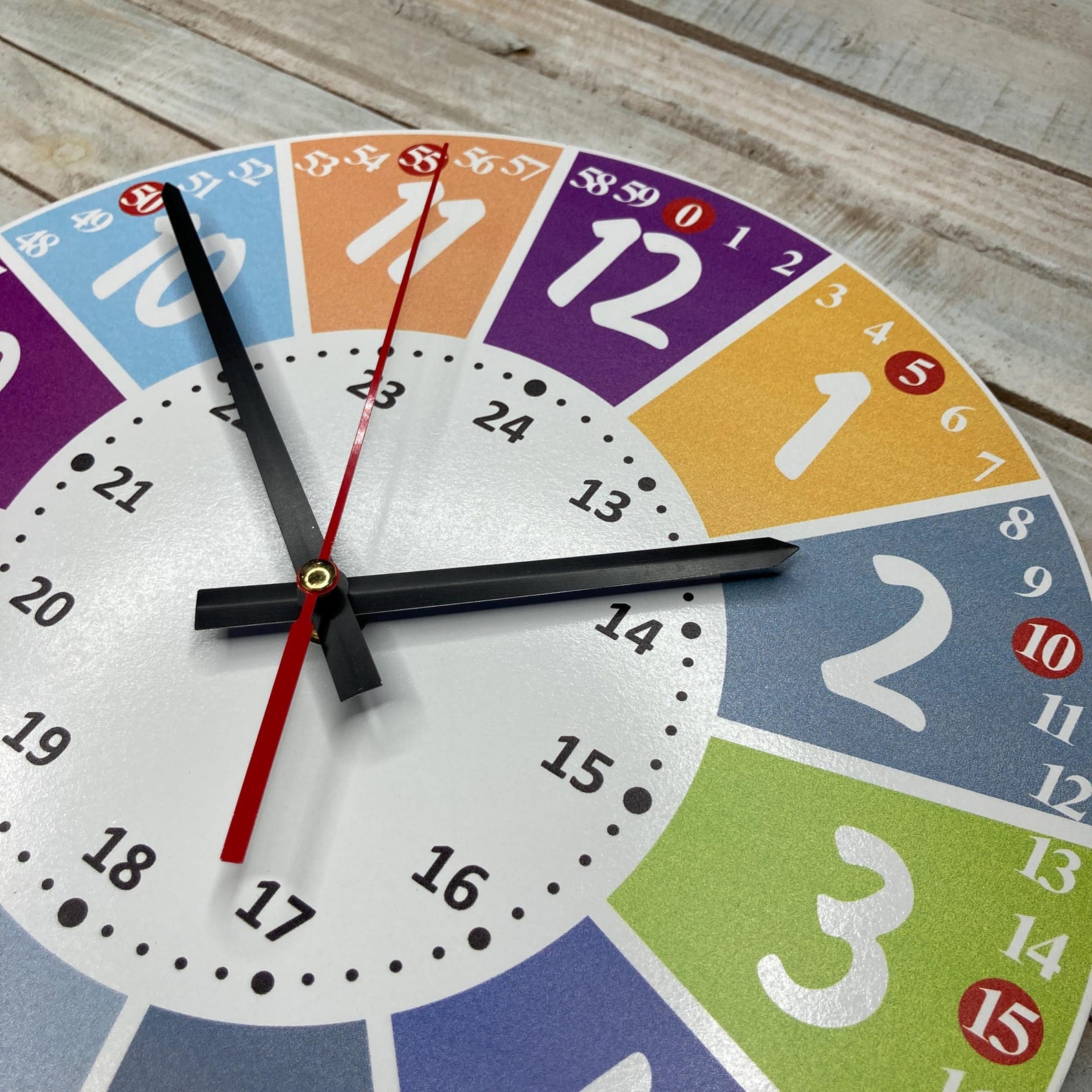 Adorable Wooden Clock for Kids Room - Educational & Fun Wall Decor, 12 ...