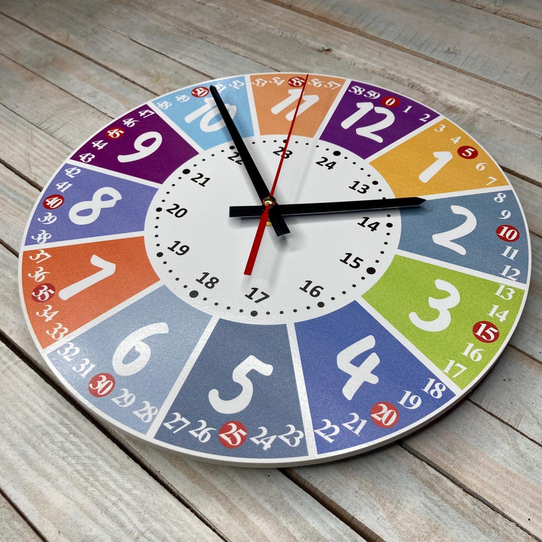 Adorable Wooden Clock for Kids Room - Educational & Fun Wall Decor, 12 ...