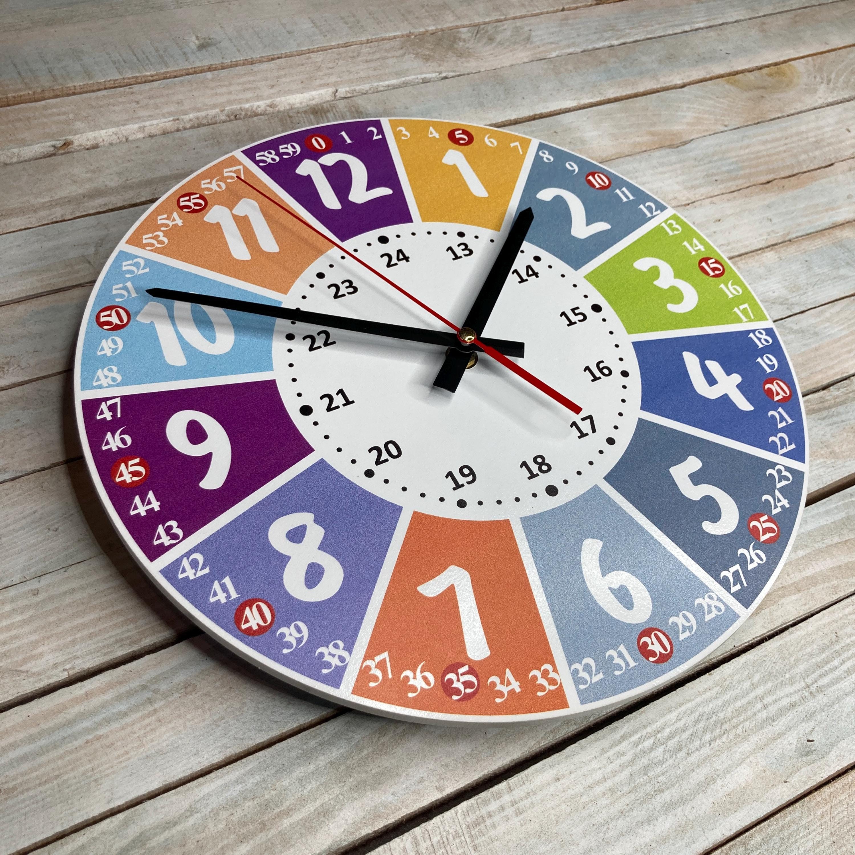 Adorable Wooden Clock for Kids Room - Educational & Fun Wall Decor, 12 ...