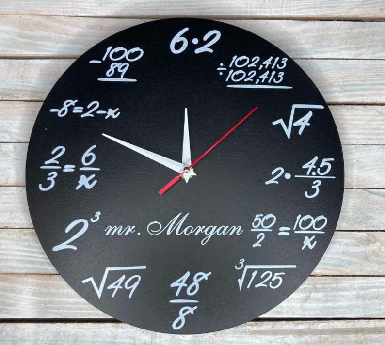Personalized Teacher Gift Wood Wall Clock - Handmade Mathematics ...