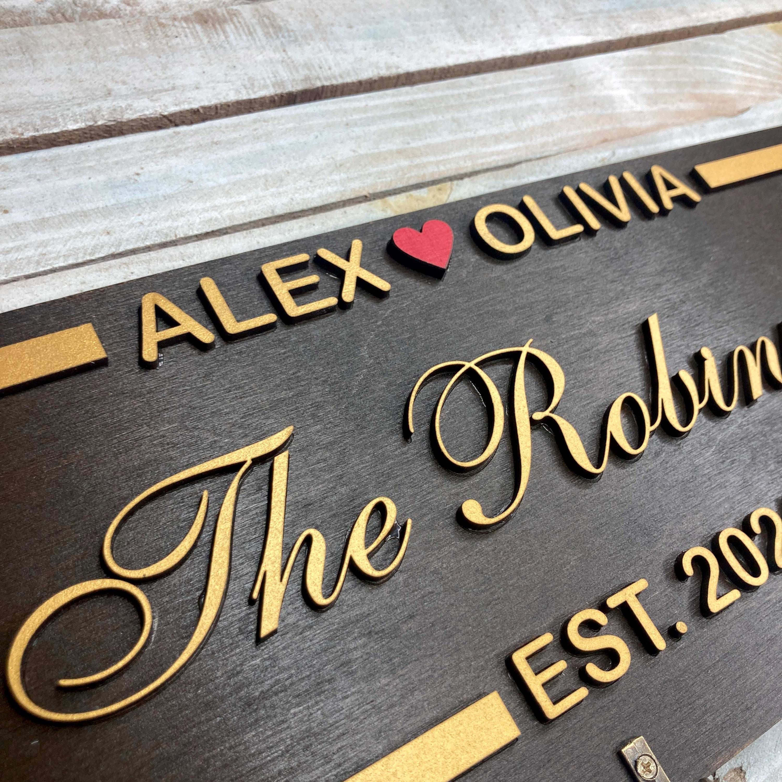 Personalized Family Name Wooden Key Holder - Engraved Entryway ...