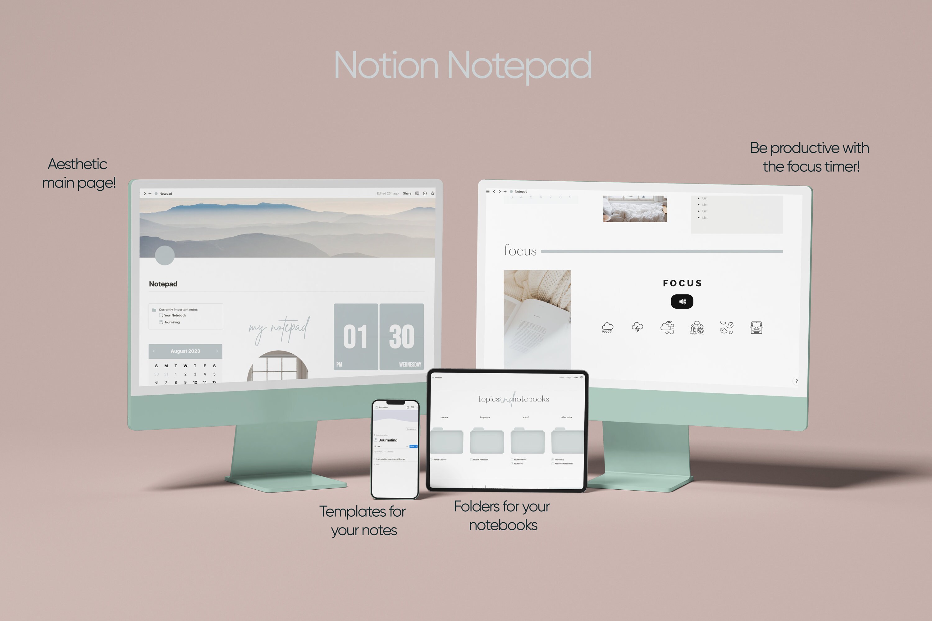 Notion Note Template Notepad Student Notes Aesthetic Template - Etsy