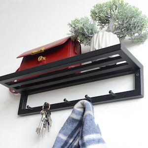 Metal Wall Mount Coat Shelves Entryway Decor Rack for Hats Industrial ...