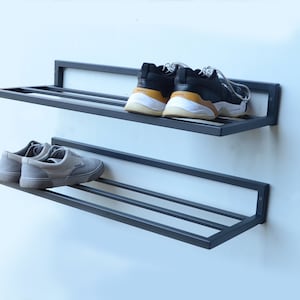 Entryway 2 Set Open Shoe Shelf Wall Mount Metal Shoe Rack Industrial ...