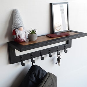 Metal Wall Mount Coat Rack Industrial Wall Shelf With Hooks - Etsy