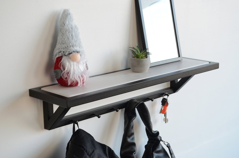 Metal Wall Mount Coat Rack With Shelf: Industrial Entryway Organizer - Etsy