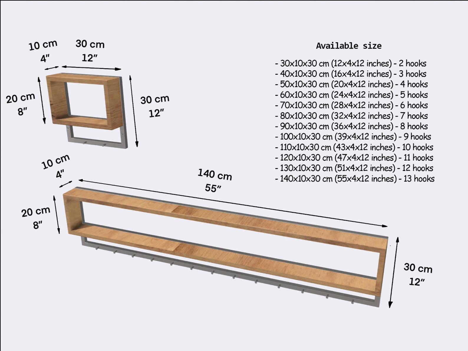 Metal Wall Mount Coat Rack With Shelf Clothing Hanger Rack - Etsy