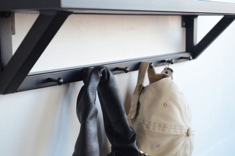 Metal Wall Mount Coat Rack With Shelf: Industrial Entryway Organizer - Etsy