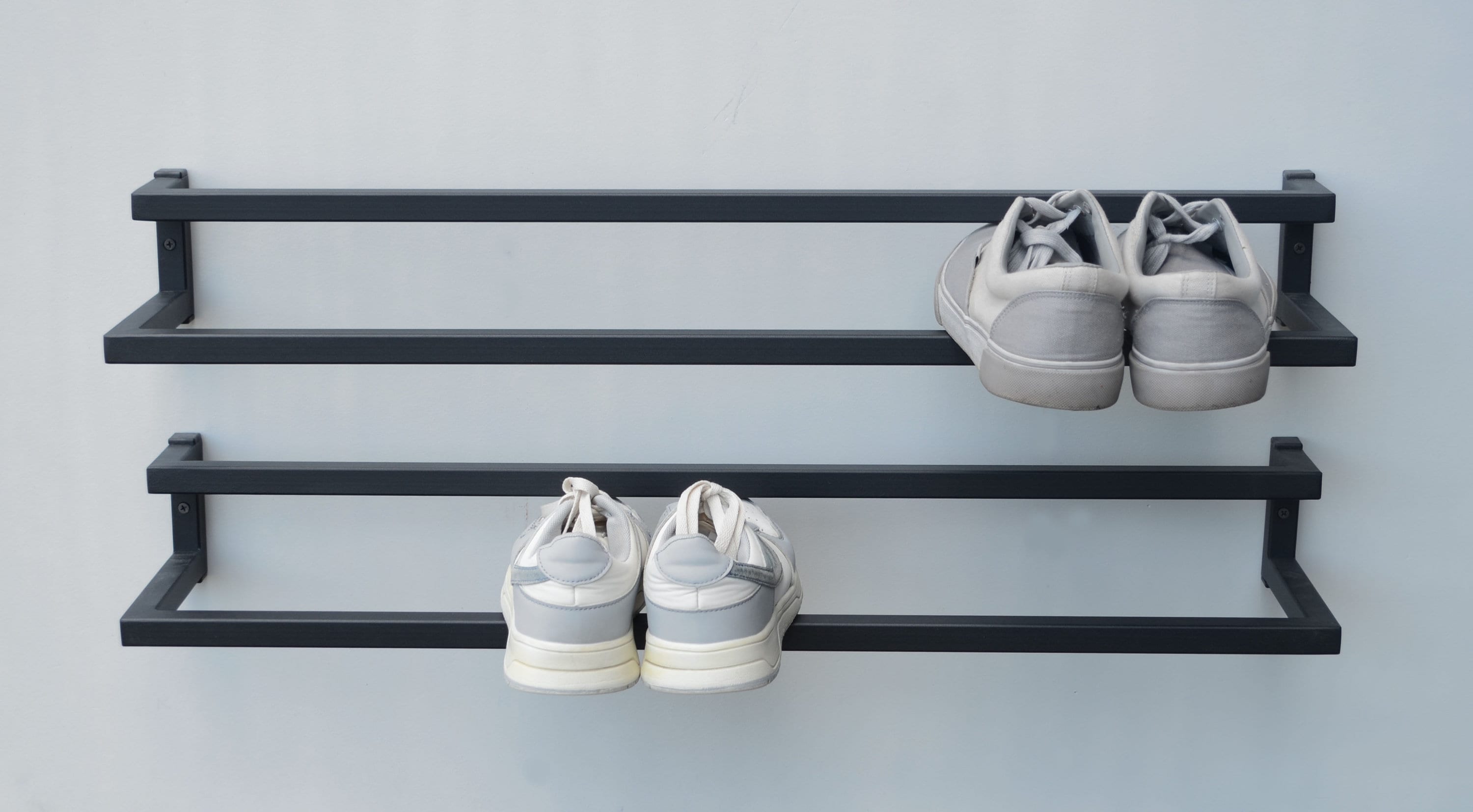 Wall Mount Shoe Rack Black Set 2 Shoe Stand Industrial - Etsy
