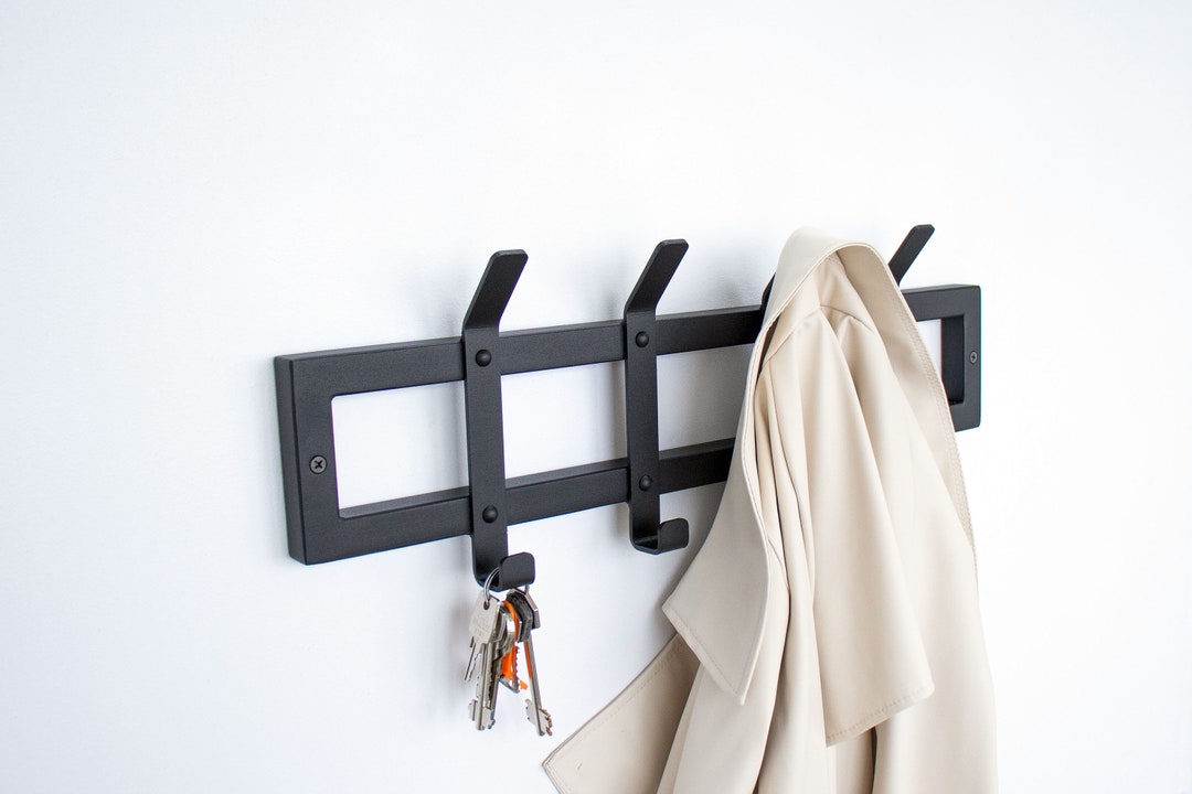 Wall Mount Floating Coat Rack With Metal Hooks Industrial Storage ...
