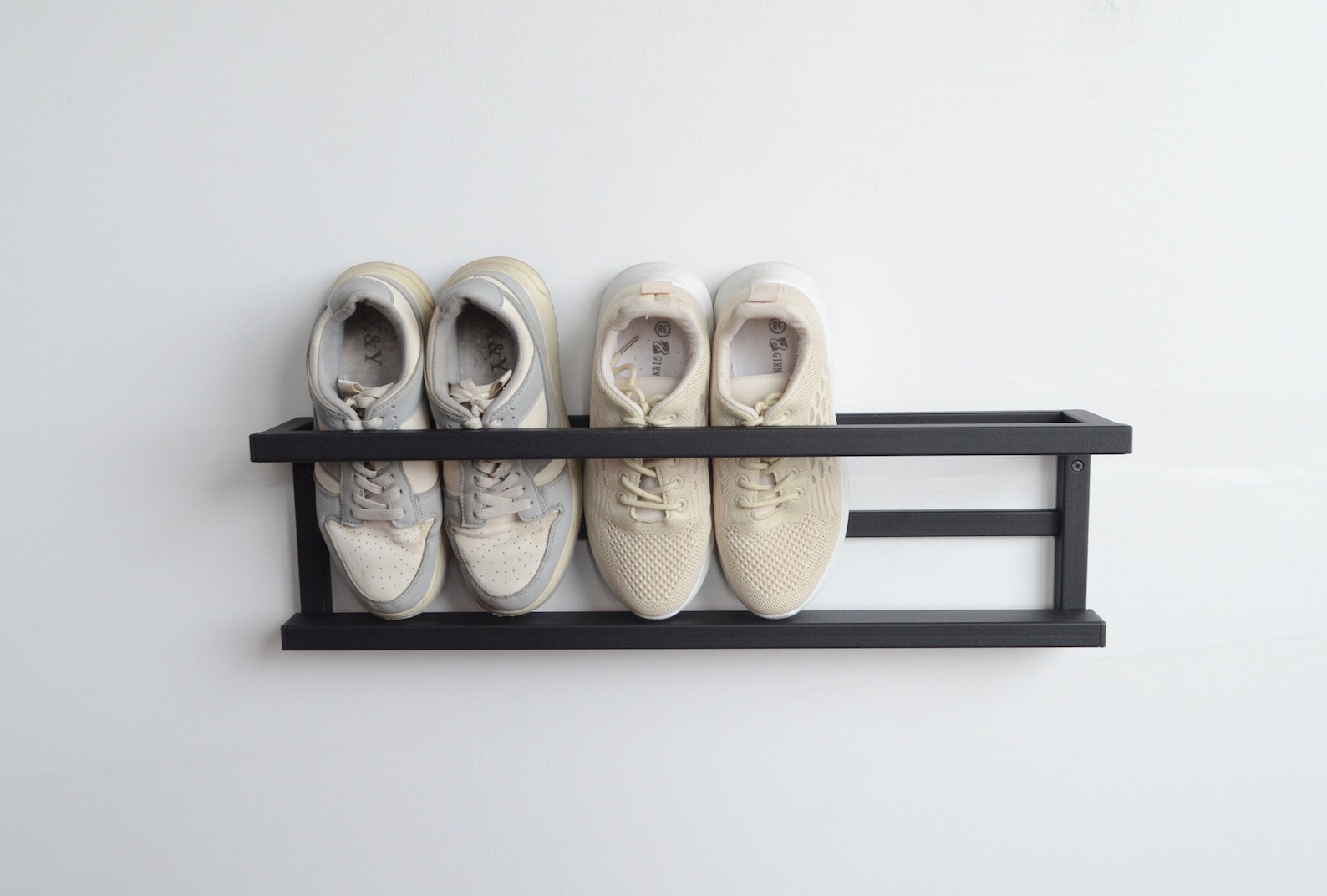 Entryway Metal Wall Mounted Shoe Storage Unique Open Floating Shelf ...