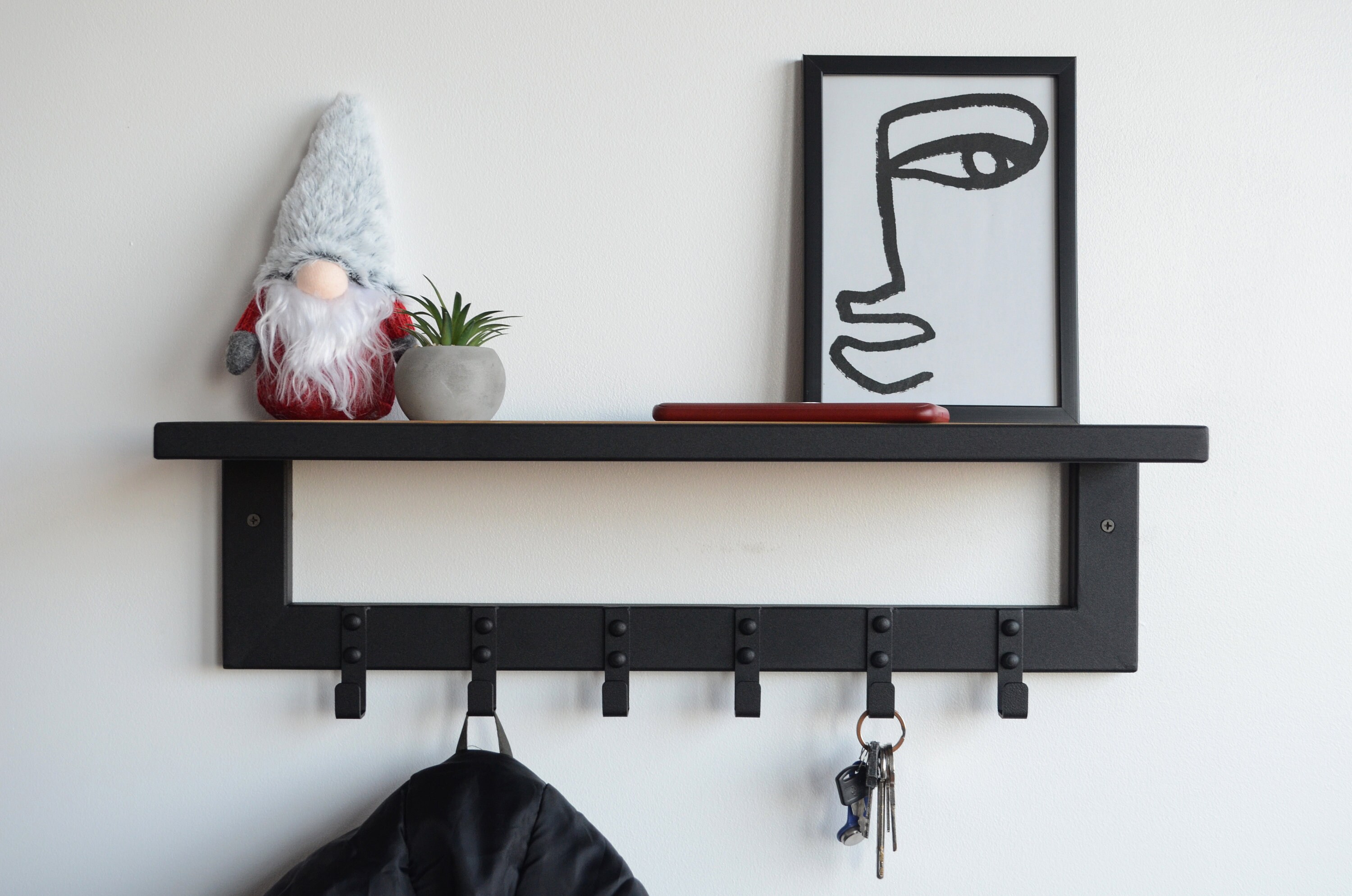 Metal Wall Mount Coat Rack Industrial Wall Shelf With Hooks - Etsy