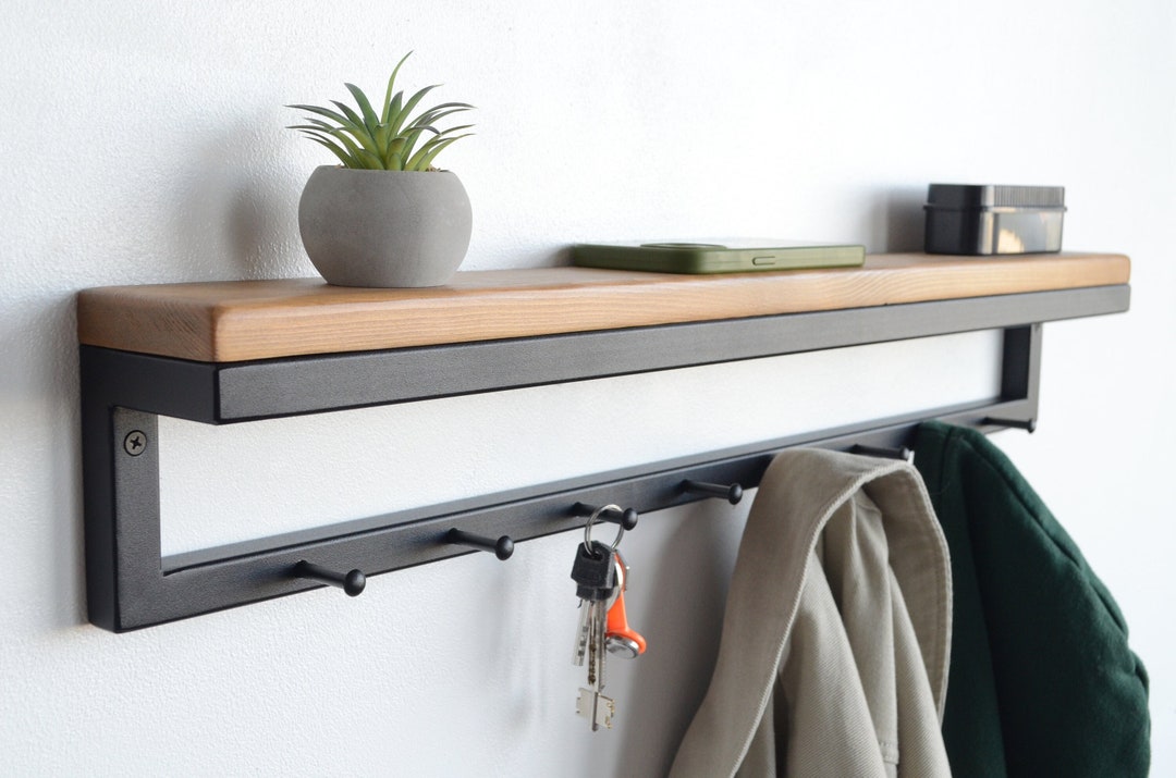 Entryway Wall Mounted Coat Rack With Hooks Industrial Metal Decor ...