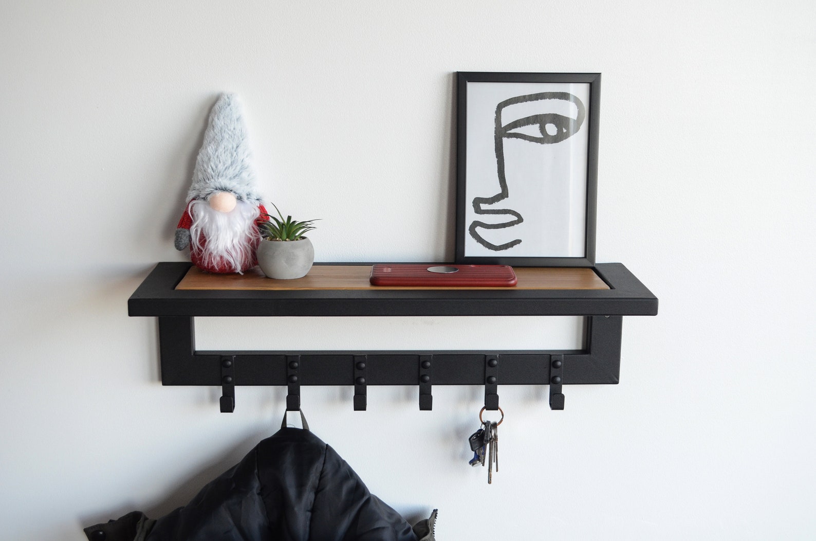 Metal Wall Mount Coat Rack Industrial Wall Shelf With Hooks - Etsy