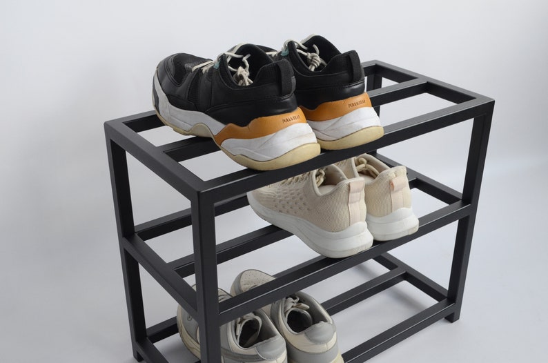 Hallway 3 Tier Metal Shoe Rack Industrial Entryway Custom Shoe - Etsy