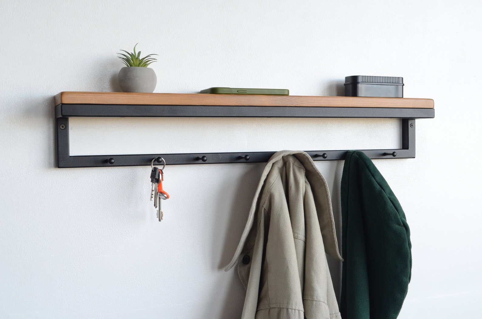 Entryway Wall Mounted Coat Rack With Hooks Industrial Metal Decor ...