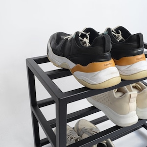 Hallway 3 Tier Metal Shoe Rack Industrial Entryway Custom Shoe Rack ...