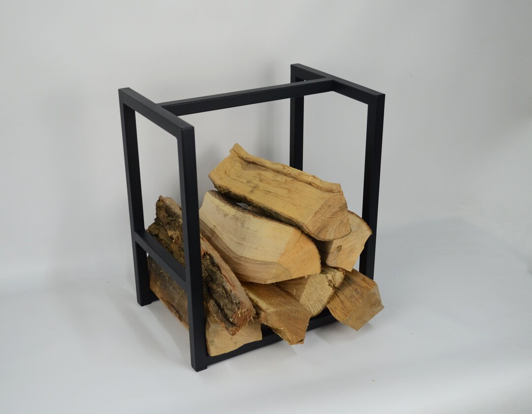 Handmade Metal Firewood Log Holder: Indoor/outdoor Steel Storage Shelf ...