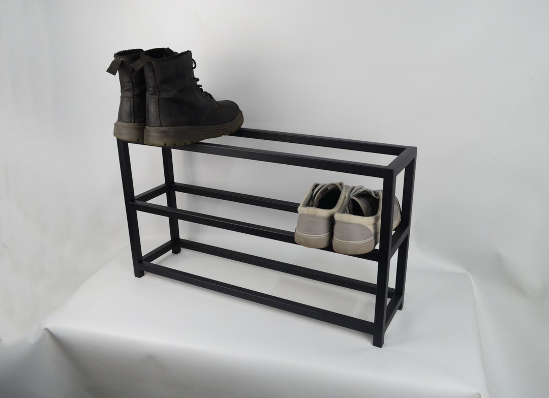 Industrial Metal Entryway Organizer Black Metal Shoe Rack for Home ...