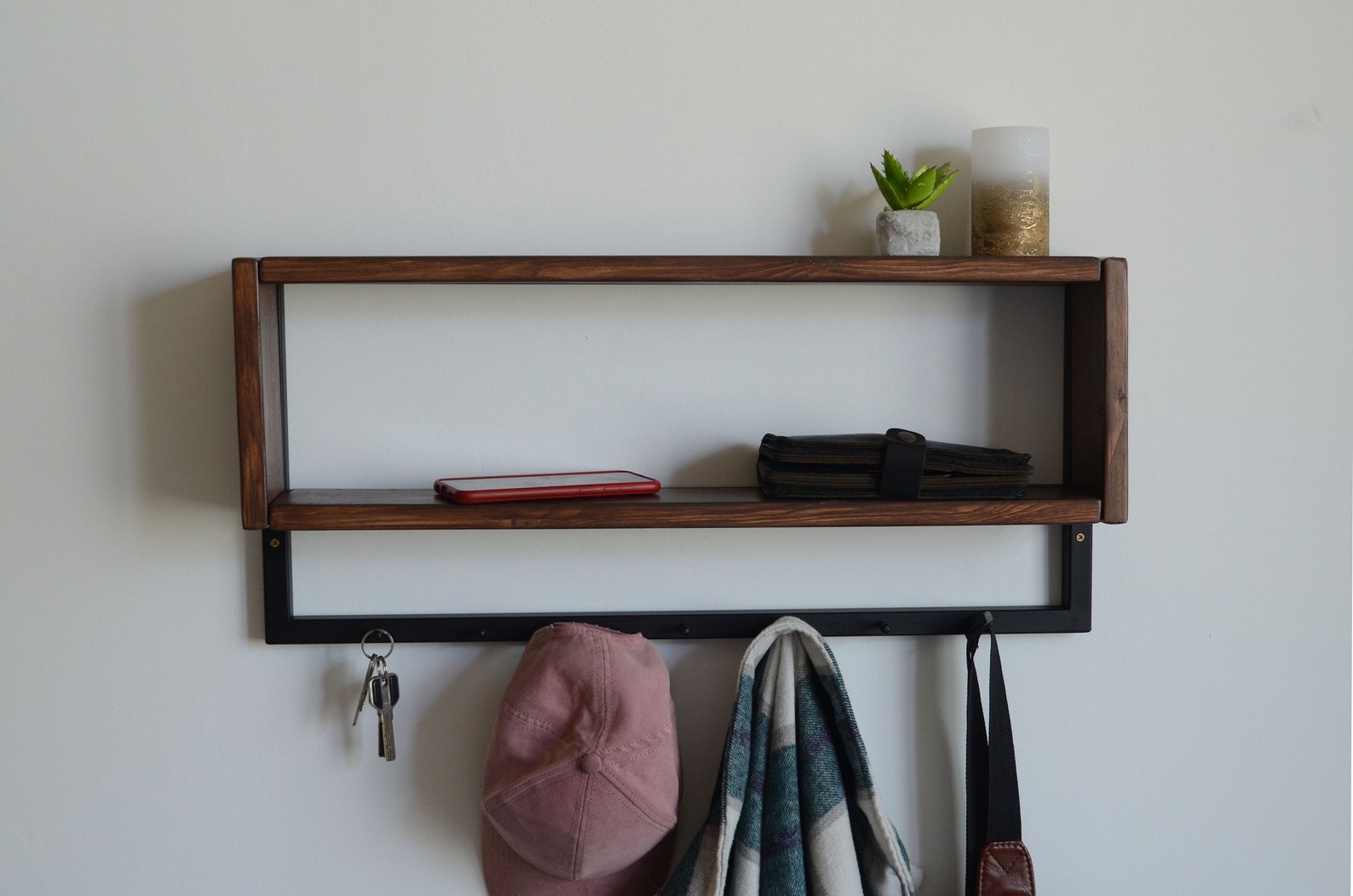 Metal Wall Mount Coat Rack With Shelf Clothing Hanger Rack | Etsy