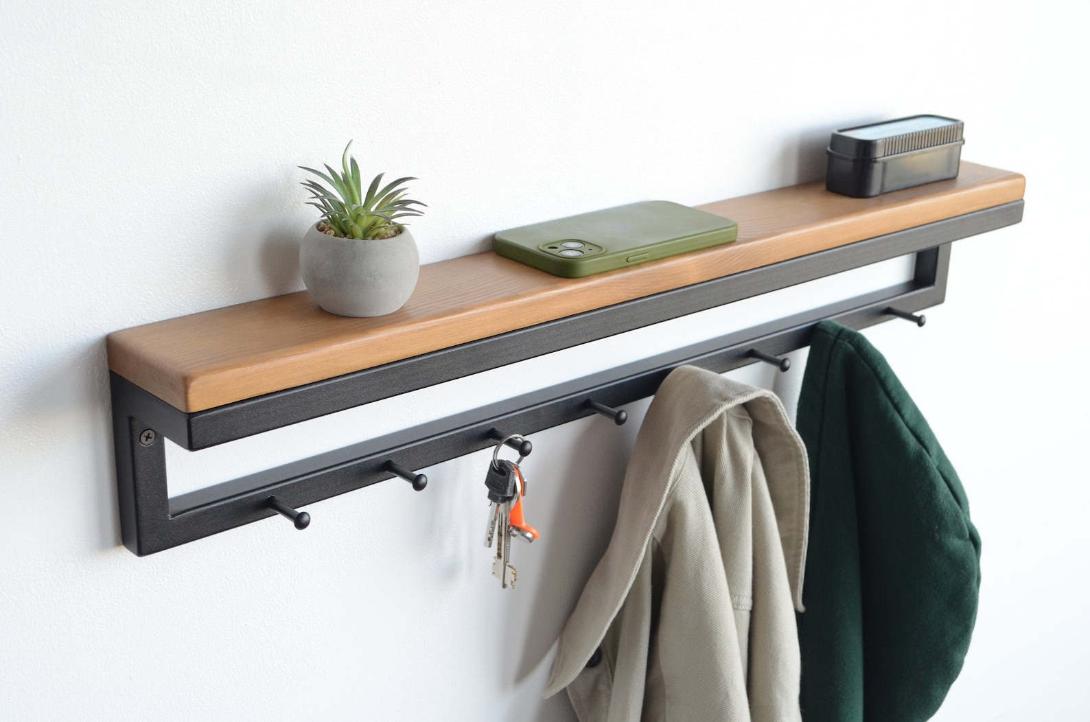 Entryway Wall Mounted Coat Rack With Hooks Industrial Metal Decor ...