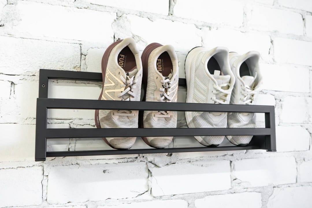 Metal Wall Mount Shoe Rack Entryway Wall Shoe Organizer Industrial ...
